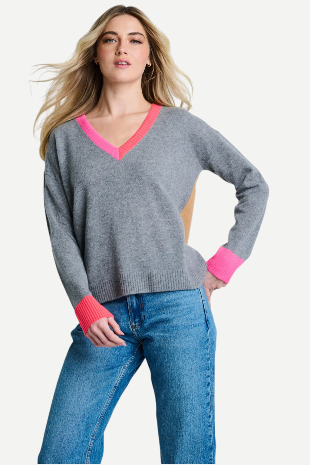 Lisa Todd Color Wheel Top, Fog / Caramel – Monkee's of the Village